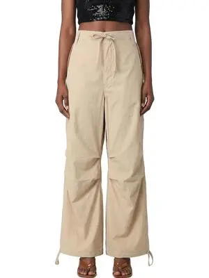 PAROSH High-waisted Wide Leg Cargo Trousers - Beige