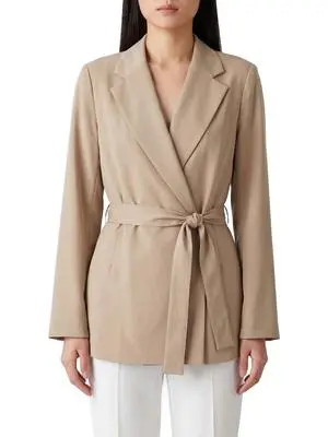 PAROSH P.a.r.o.s.h. Belted Robe-style Blazer - Beige