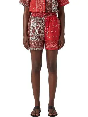 PAROSH P.a.r.o.s.h. Bandana Print Silk Shorts - Red