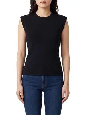 PAROSH P.a.r.o.s.h. Slim Fit Sleeveless Crewneck Top In Viscose Blend - Black
