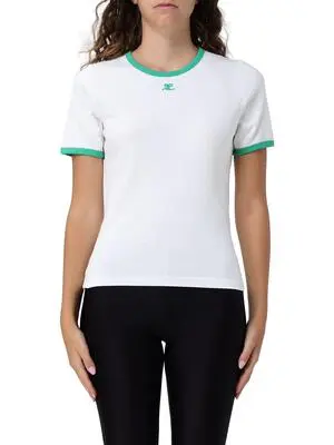 COURREGES Slim Fit Cotton T-shirt With Contrast Logo And Trim - White
