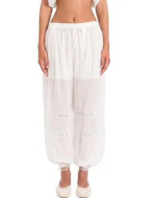 TWINSET Cotton Trousers With Lace Inserts - White