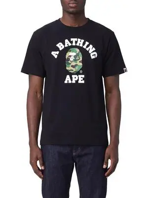 A BATHING APE Cotton Jersey T-shirt With Contrasting Chest Logo - Black