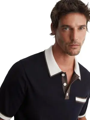 REISS Reid Merino Wool Contrast-trim Polo Shirt