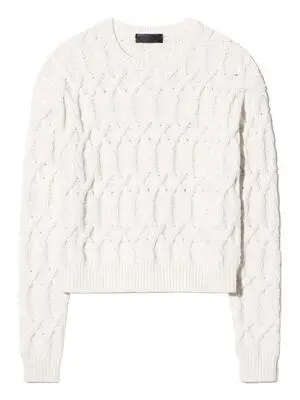 NILI LOTAN Miklos Chunky Cable Knit Sweater - White
