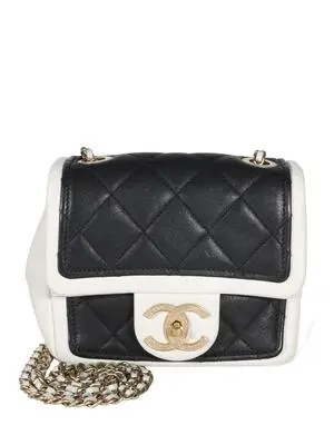 CHANEL Chanel Bi-Color Quilted Lambskin Mini Graphic Flap Bag