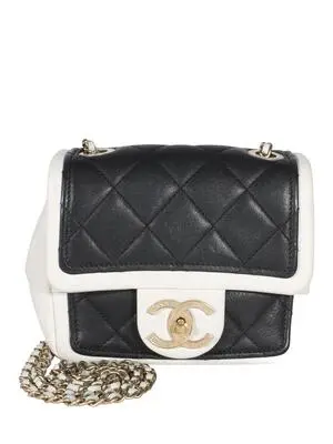 CHANEL Chanel Bi-Color Quilted Lambskin Mini Graphic Flap Bag
