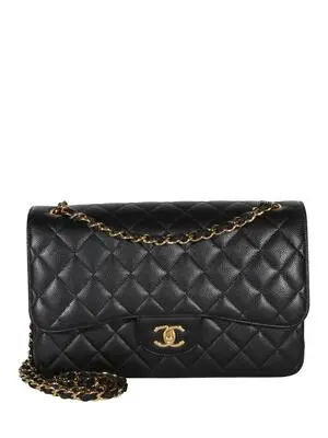 CHANEL Chanel Quilted Caviar Jumbo Double Flap Bag