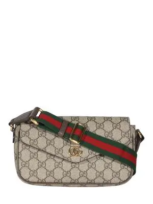 Gucci Gg Supreme Canvas Mini Ophidia Web Envelope Bag - Beige