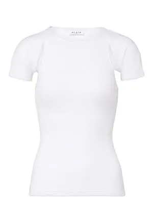 ALAÃA Alaia Layered Ribbed Knit Jersey T-shirt - White