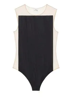 COURRÃ¨GES Courrèges Crinkled Satin Illusion Bodysuit - Black