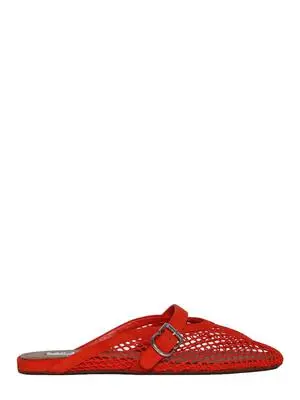 ALAÃA Alaia Flat Mules In Suede And Fishnet - Orange