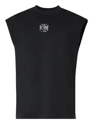 Vetements Biker Cross Logo Sleeveless T-shirt Washed - Black