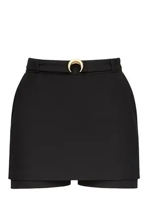 MARINE SERRE Tailored Moon Belted Mini Skort - Black
