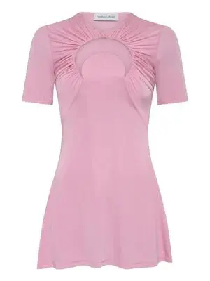 MARINE SERRE Moon Gathered Mini Dress - Pink