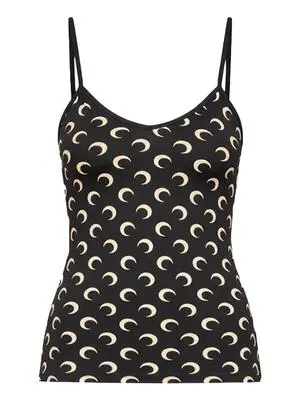 MARINE SERRE Moon Print Jersey Strappy Top - Black
