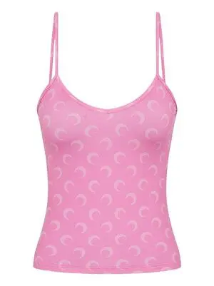 MARINE SERRE Moon Print Jersey Strappy Top - Pink