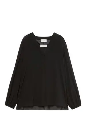 Marina Rinaldi V-neck Georgette Blouse - Black