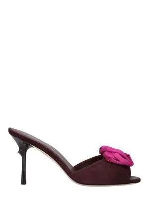 ROGER VIVIER Suede Rose Mules 85 - Brown