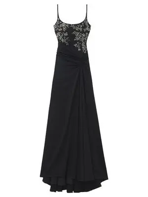 Alexander McQueen Embellished Crepe Satin Gown - Black
