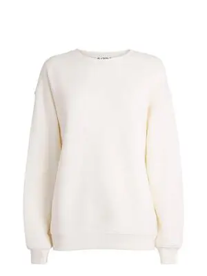 Eterne Cotton Oversized Sweatshirt With Debossed Logo - Ivory