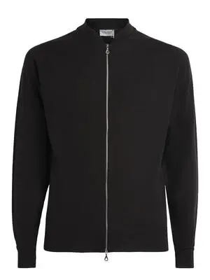 John Smedley Extra Fine Merino Wool Zip-up Cardigan - Brown