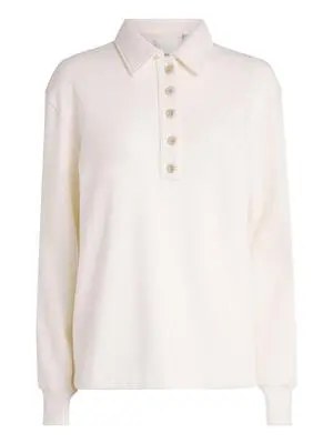 Citizens Of Humanity Fleece Long Sleeve Polo Sweater - Ivory