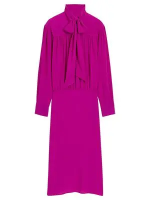 AMI Paris Silk-blend Midi Dress - Fuchsia