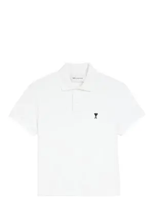 AMI Paris Classic Fit Polo Shirt With De Coeur Embroidery - White/black