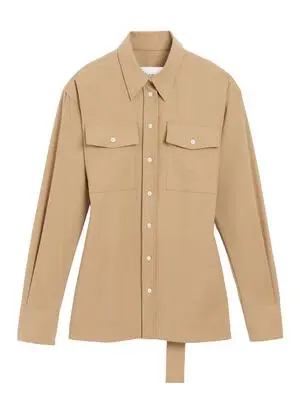 AMI Paris Beige Wool Fitted Shirt With Balloon Sleeves - Mastic Beige