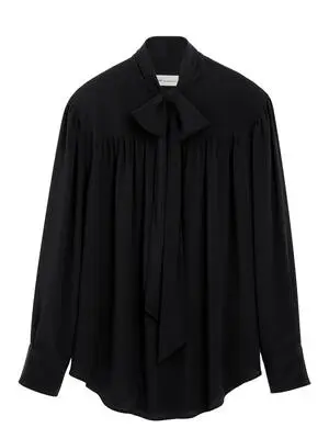 AMI AMI Paris Lavallière Silk-Blend Blouse