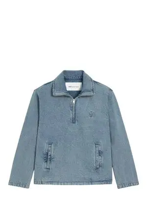 AMI Paris Cotton Vareuse With De Coeur Logo - Blue