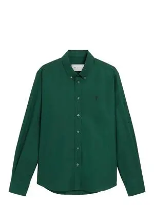 AMI Paris Green Cotton Shirt With De Coeur Green - Bottle Green