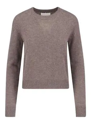 LISA YANG Long Sleeve Crewneck Sweater With Ribbed Trim - Gray