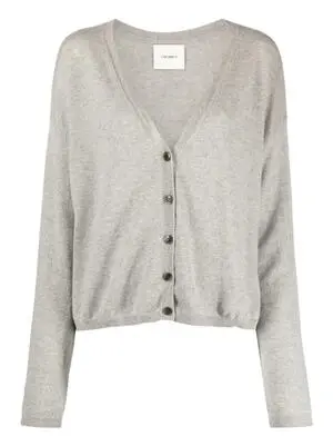 LISA YANG Lisa Yang V-Neck Button-Front Cardigan Light Gray