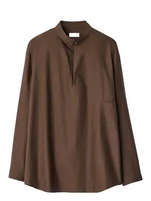 LEMAIRE Sailor Top In Washed Cotton And Silk Blend - Truffle