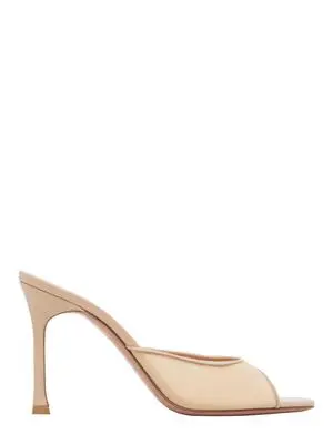 Amina Muaddi Alexa 95 Mesh High-heeled Sandals - Beige