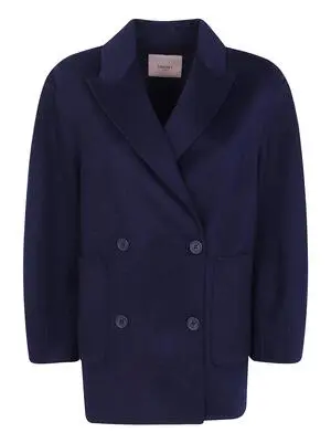 TWINSET Double-breasted Long-sleeved Coat - Black