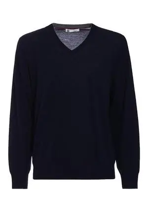 Brunello Cucinelli V-neck Knitted Jumper - Black