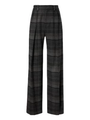 Ralph Lauren Jody Checked Wool Wide-leg Pants - Black