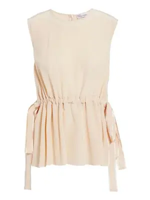 Red Valentino Silk Crepe De Chine Top With Grosgrain Trims - Blush