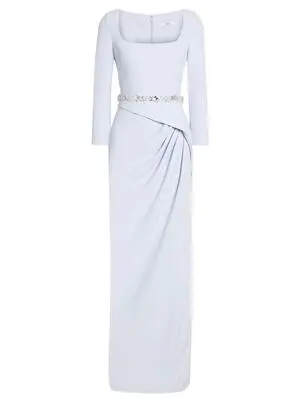 Safiyaa Embellished Draped Crepe Gown - Sky Blue