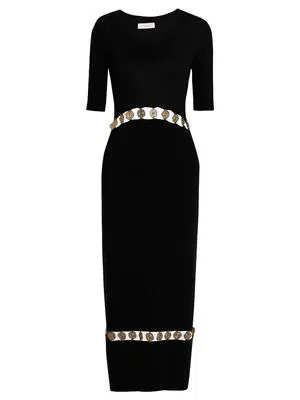 PACO RABANNE RABANNE Embellished Cutout Wool-Blend Midi Dress