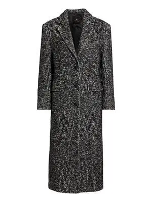 ANINE BING Quinn Herringbone Wool-blend Tweed Coat - Black