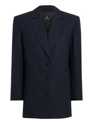 ANINE BING Declan Pinstriped Wool-blend Twill Blazer - Navy