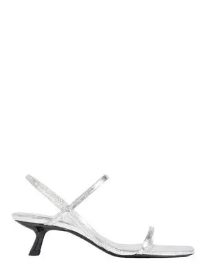 ANINE BING Hilda Metallic Leather Slingback Sandals - Silver