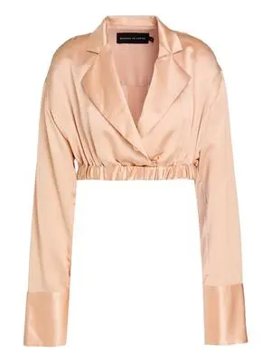 Michael Lo Sordo Cropped Wrap-effect Silk-satin Top - Blush