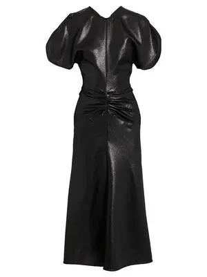 Victoria Beckham Gathered Lamé Midi Dress - Black