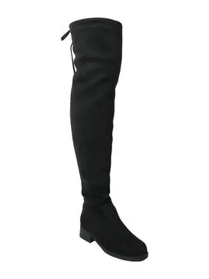 Frederick's Of Hollywood Letizia Thigh High Stretch Boots - Black Suede