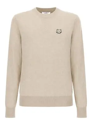 Maison Kitsuné Fox Head Crewneck Sweater - Beige